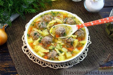 Рецепт Суп с мясными фрикадельками и клёцками на