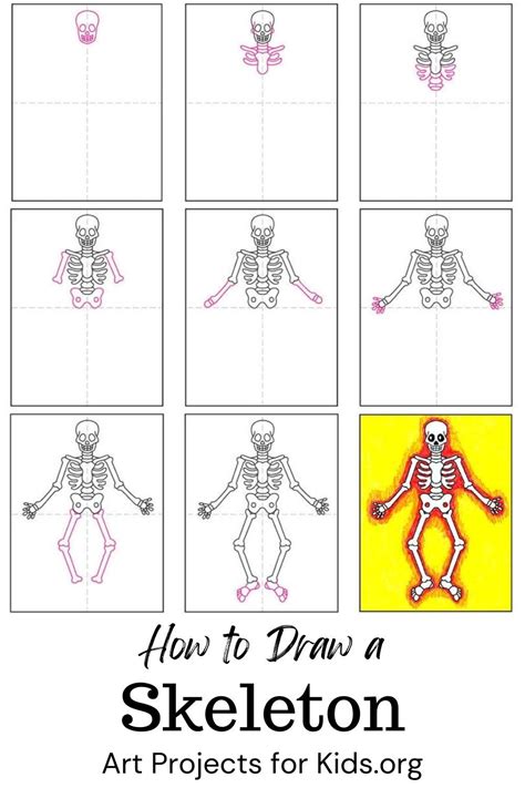 Easy How To Draw A Skeleton Tutorial And Skeleton Coloring Page Artofit