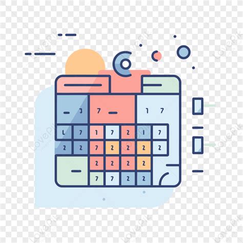 기하학적 모양과 숫자가 있는 달력 벡터개요ui Png 일러스트 무료 다운로드 Lovepik