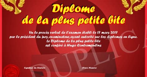 Diplome De La Plus Petite Bite