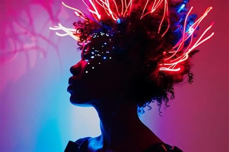 Silhouette Of A Woman In Neon Lights Premium Ai Generated Image
