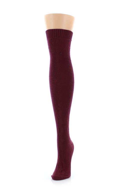 Memoi Memoi Jumbo Cable Over The Knee Warm Socks One Size Tawny