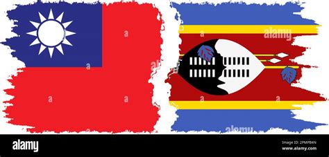 Eswatini And Taiwan Grunge Flags Connection Vector Stock Vector Image