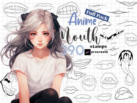 Procreate Anime Mouth Stamp Procreate Anime Lips Guides Brush Manga Art Anime Girl Boy Mouth