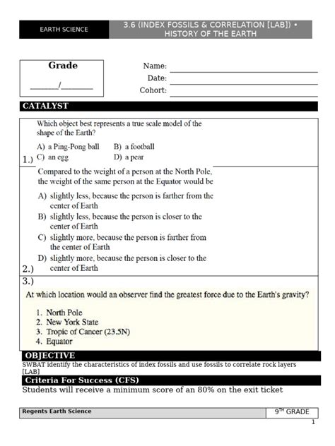 3 6 index fossils and correlation pdf geology geologic time scale
