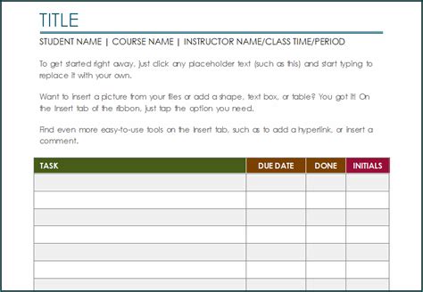 Free Printable Project List Template