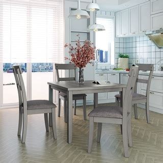 5 Piece Industrial Style Dining Set With Wooden Table And Chairs Bed