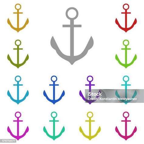 앵커 주차 멀티 컬러 아이콘입니다 Ui 및 Ux 웹 사이트 또는 모바일 응용 프로그램에 대한 간단한 문양 범용 아이콘의 평면
