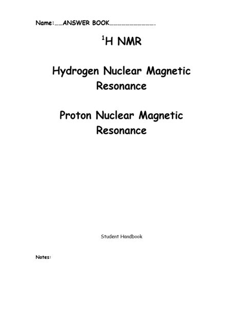 H Nmr Booklet Answers Version Pdf