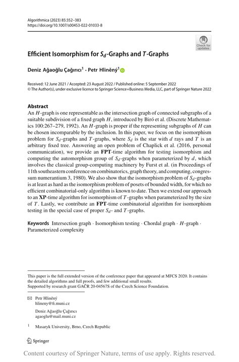 efficient isomorphism for s d graphs and t graphs request pdf