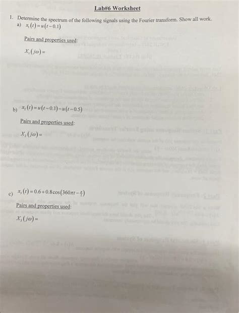 Solved Lab6 Worksheet 1 Determine The Spectrum Of The