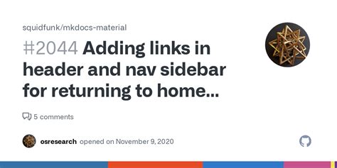 Adding Links In Header And Nav Sidebar For Returning To Home Page · Issue 2044 · Squidfunk