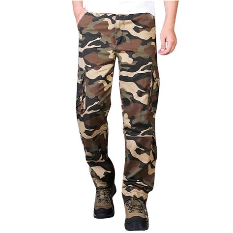 Ecqkame Mens Casual Military Cargo Pants Baggy Camo Work Trousers Plus
