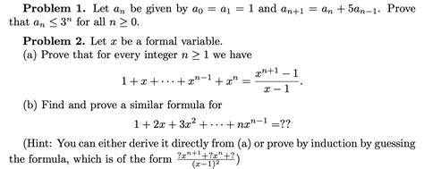 Solved Problem 1 Let An Be Given By Ao A1 1 And An 1 Chegg Com