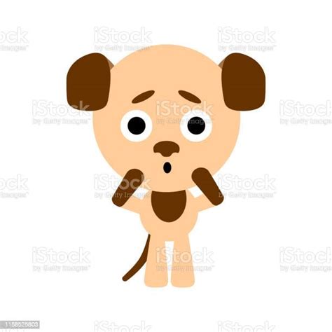 귀여운 벡터 개입니다 개는 무서워가져옵니다 흰색 배경입니다 플랫 디자인 벡터 Weft에 대한 스톡 벡터 아트 및 기타 이미지