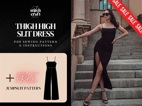 Thigh High Slit Dress Sewing Pattern Evening Prom Dress Pattern Side