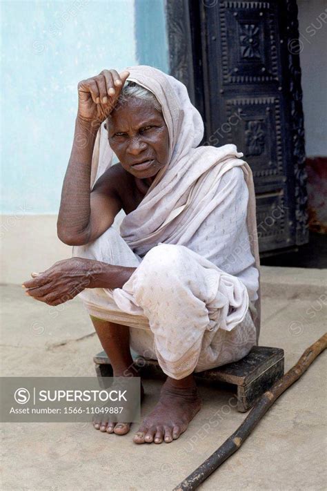 Portrait Of An Old Tribal Woman Soren Tribe Jamuniatand Village