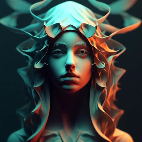 Premium Photo Illustrated Closeup Alien Face Portrait