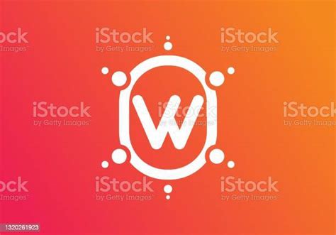 타원형 프레임 디자인의 W 초기 문자의 오렌지 핑크 그라데이션 색상 그라데이션에 대한 스톡 벡터 아트 및 기타 이미지