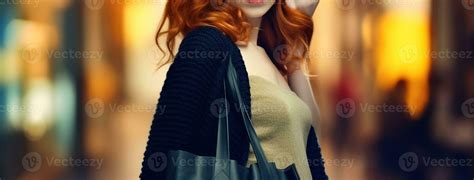 Confident Redhead Girl Flaunting Her Shopping Bags With Fashionable