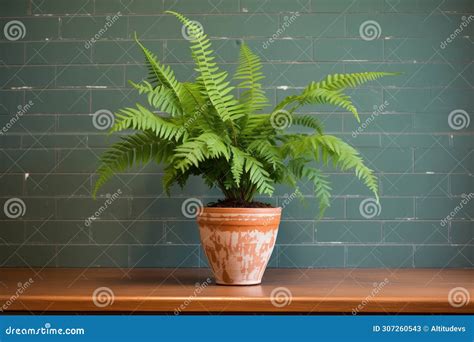 Green Fern Leaves In Terracotta Pot Stock Image Image Of Indoors