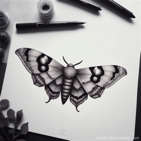Moth Intricate Design Stable Diffusion Online