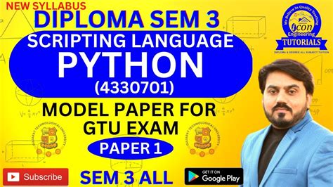 SCRIPTING LANGUAGE PYTHON IMP MODEL PAPER FOR DIPLOMA SEM 3 COMPUTER DIPLOMA SEM 3 COMPUTER