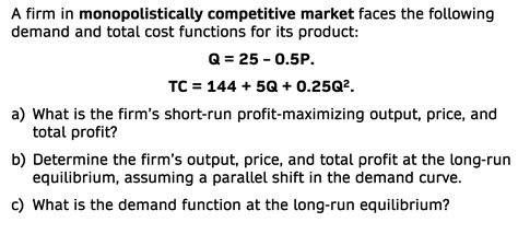 Solved A ﻿what Is The Firms Short Run Profit Maximizing
