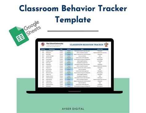 Classroom Behavior Tracker Template Sheets Editable Tracker For