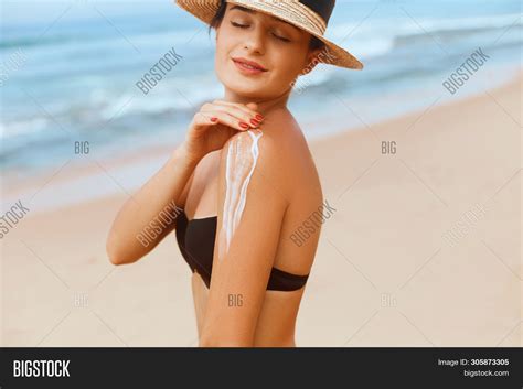 Woman Applying Sun Image And Photo Free Trial Bigstock