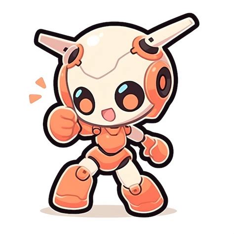 Premium Ai Image Minimal Japanese Kawaii Robot Chibi Anime Vector Art Sticker With Clean Bold