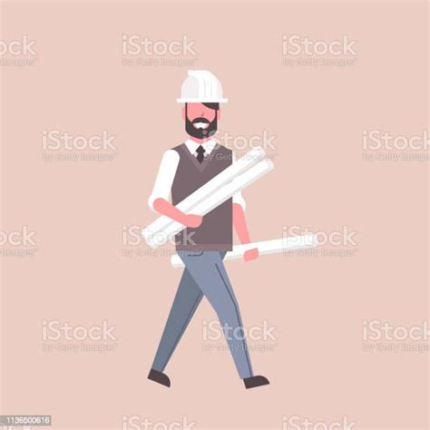 헬멧 지주 청사진 행복 엔지니어 패닝 프로젝트 건설 산업 개념 전문 직업 전체 길이 플랫에 남자 건축가 개념에 대한 스톡 벡터 아트 및 기타 이미지 Istock