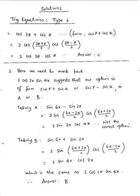 Trigo Equations Sr L Tsl S Ttg 4qtroos I Tvfa 3 R Crs G 13s E