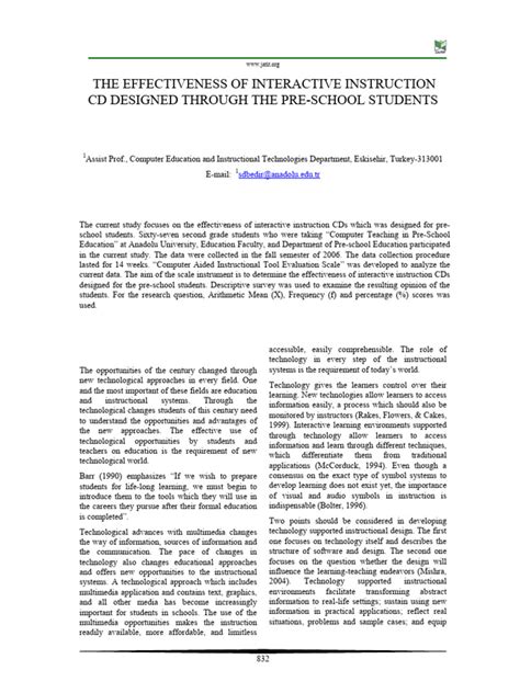 The Effectiveness Of Interactive Instruction Pdf Educational Technology Learning