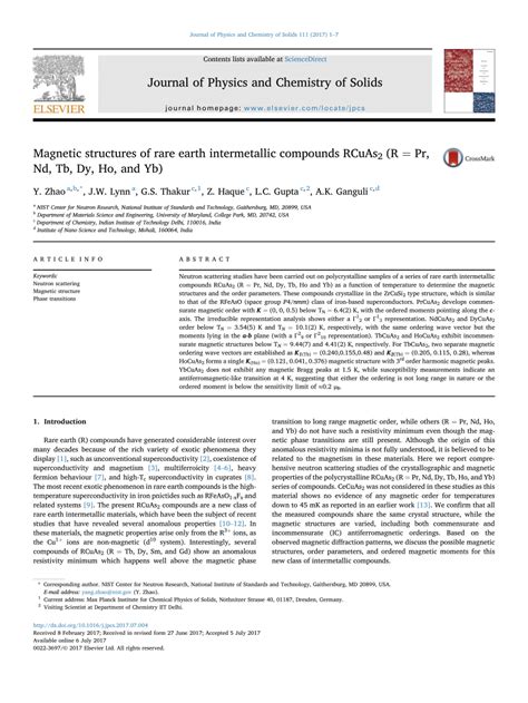 Pdf Incommensurate Magnetic Structure Of Rare Earth Compounds Rcuas2