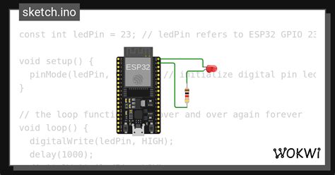 Program Percobaan Esp32 Lampu Blink Wokwi Esp32 Stm32 Arduino Simulator