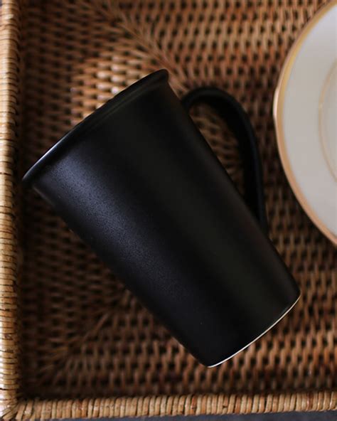 프롬세븐 무광 블랙 모던 롱 머그컵 3 Size 고급스런 무광블랙 머그 3가지 사이즈로 카페에서 많이