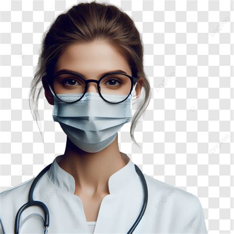 마스크와 안경 청진기를 쓴 아름다운 여의사 여의사 안경 마스크 Png 일러스트 및 이미지 에 대한 무료 다운로드 Pngtree