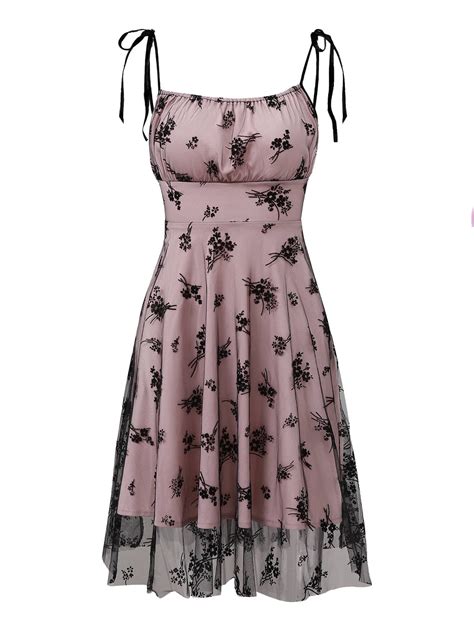 Mesh Overlay Tie Shoulder Cami Dress Artofit
