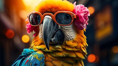 Premium Photo Imagine A Stylish Parrot In A Leather Bomber Jacket