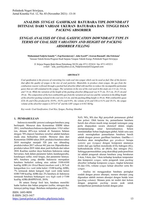 Analisis Syngas Gasifikasi Batubarapdf