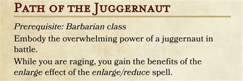 Path Of The Juggernaut And Vengeful Fury Barbarian Feats Rdndhomebrew