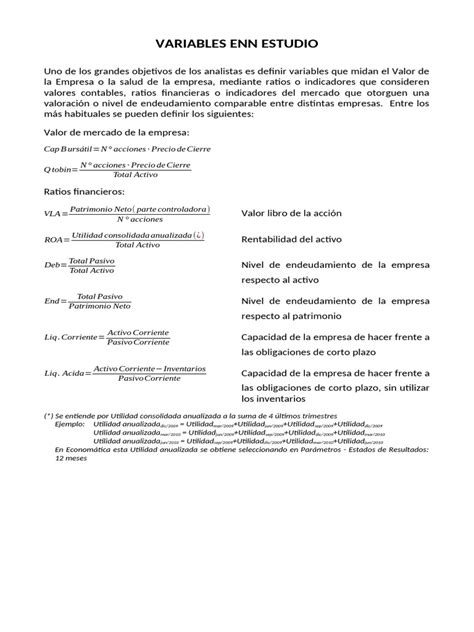 Variables En Estudio Pdf