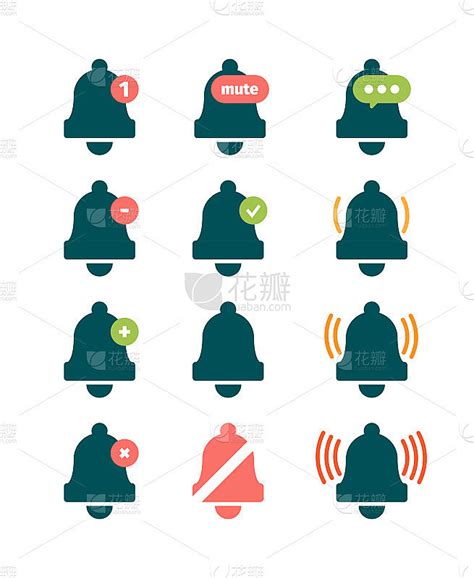 贝尔的消息。声音提示符号，电话铃声邀请门铃向量图标收集