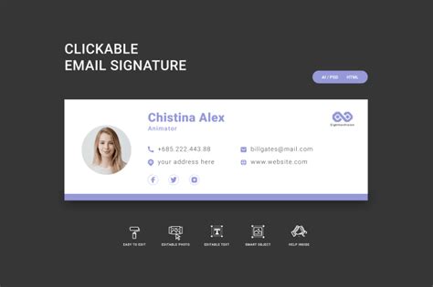 Design Clickable Html Email Signature By Sevensign Fiverr