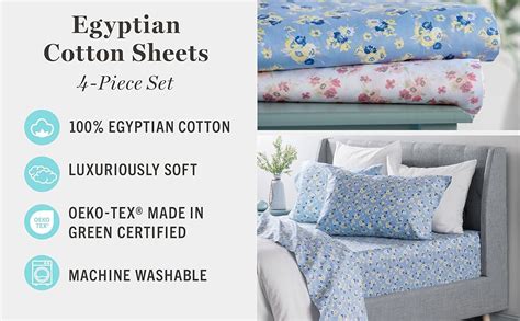 Martha Stewart Lynn Floral King Sheet Set 4 Piece 100 Cotton 300