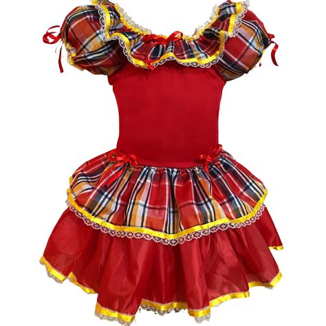 Vestido Festa Junina São João Caipira Dança Quadrilha Xadrez Adulto