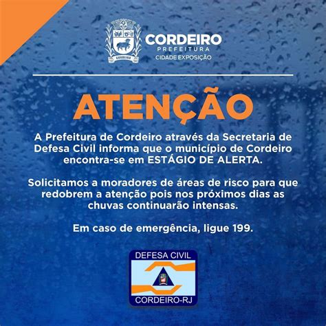 Alerta Defesa Civil Prefeitura Municipal De Cordeiro