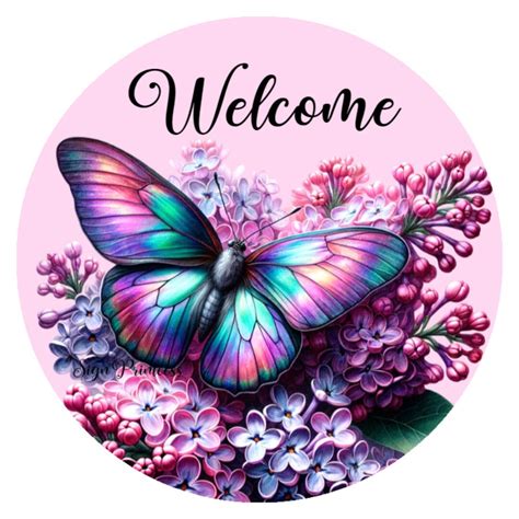 Butterfly Sign Metal Wreath Sign Butterfly Welcome Sign Purple And