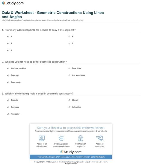 Quiz Worksheet Geometric Constructions Using Lines And — Db